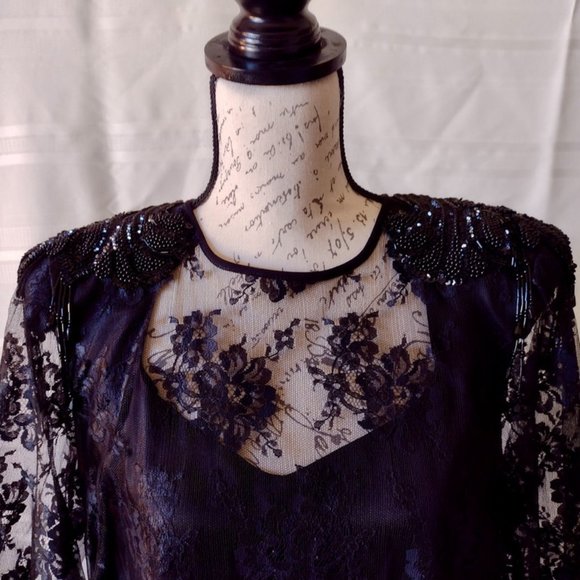 Miss Elliette | Dresses | 8s Miss Elliette Lace And Black Beaded Sequin ...